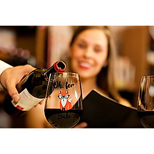 Oh, For Fox Sake 15 oz Stemless Funny Glass - Unique Themed Birthday Gifts For Men, Women, Him or Her - Perfect Idea For Office Coworker and Best Friend