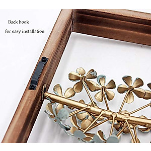 Funerom Metal Flower with Wood Frame Wall Decorations for Living Room(11.8×15.8 inchs)