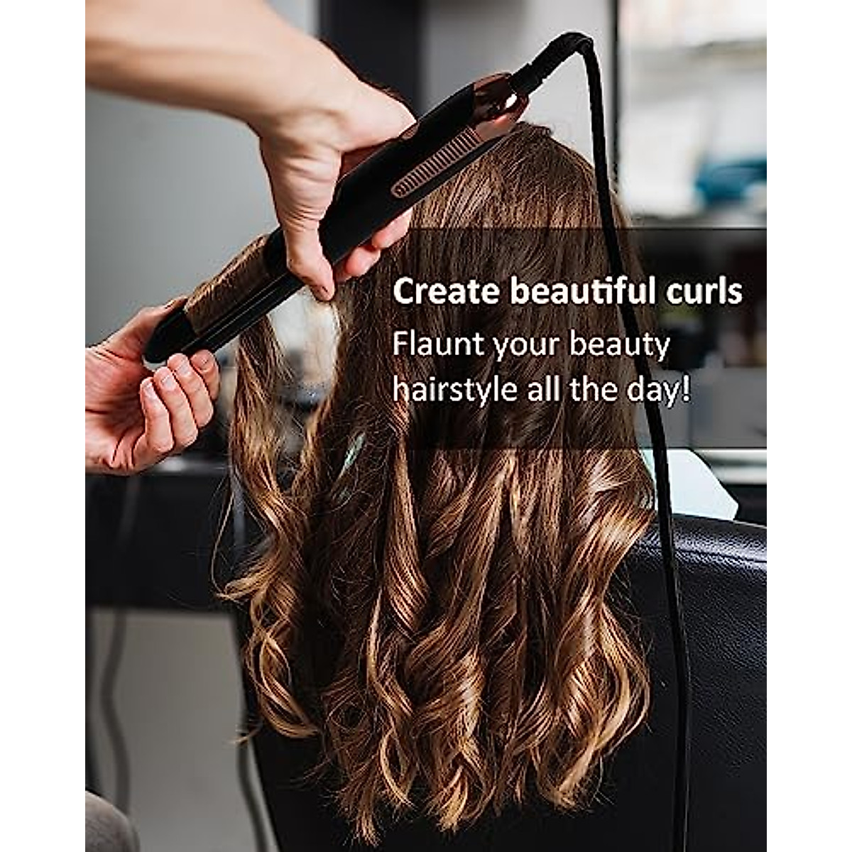 Hair Straightener and Curler 2 in 1 Curling Iron, 360° Airflow Styler Curling Iron Dual Voltage, Ceramic Hair Curler for Short Hair