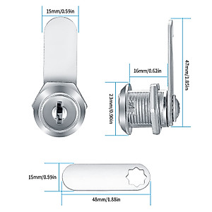 6 pieces cam lock(Each Cam Lock Comes with 2 Same Keys) File Cabinet Cylinder Cam Lock, 5/8 Inch Keyed Cam Lock, for Security File Drawer Mailbox RV Camper Door Storage Toolbox Replacement Lock