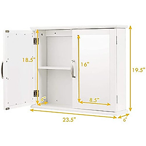 LUARANE Bathroom Medicine Cabinet, Wall Mounted Cabinet with Double Mirror Doors, Storage Organizer Cabinet with 2 Storage Shelves, Mirror Cabinet for Bathroom Entryway Living Room, White