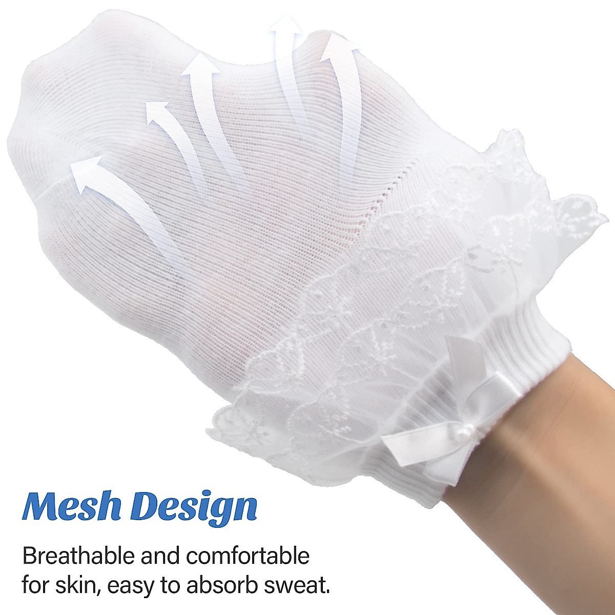 6 Pairs Toddler Baby Girls Ruffle Lace Trims Socks Princess Dress Bowknot Cotton White Ankle Soft Frily Socks Kids Child 4-6T