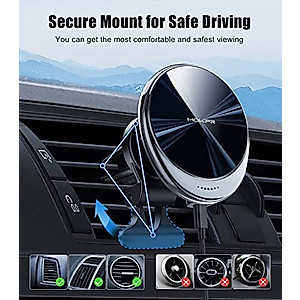 [2023 Upgraded] Magnetic Wireless Car Charger, MOKPR Air Vent Mag-Safe Car Charger Mount Compatible with iPhone 14/14 Plus/14 Pro/14 Pro Max and 13/12 Series, with 36W QC 3.0 Fast Car Charger