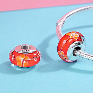 JIAYIQI Murano Glass Charm Fit Pandora Charm Bracelets 925 Sterling Silver Glass Beads Stopper Charm fit Pandora Bracelet and and Necklace