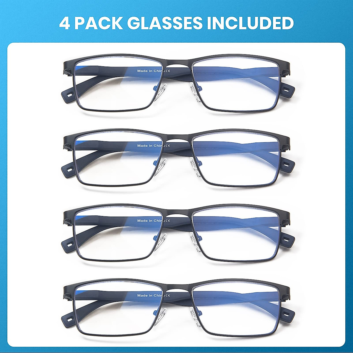 FelixAim Reading Glasses for Men, Blue Light Blocking Metal Readers Men, Lightweight Full Frame Eyeglasses with Spring Hinge