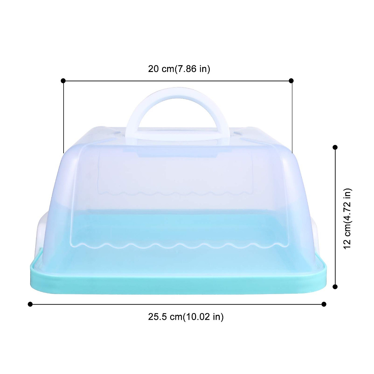BESTOYARD Locking Cake Carrier Square Storage Container Stand for Cupcakes and Cakes with Collapsible Handles Blue,4RN9XLJITJ75218ZM915RAZF,25.5x20cm