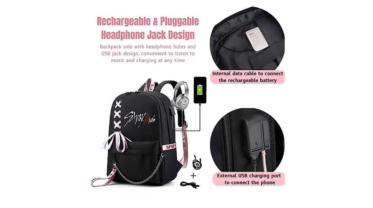 AMEEDA Kpop Backpack with USB Charging for Stray Kids Fans
