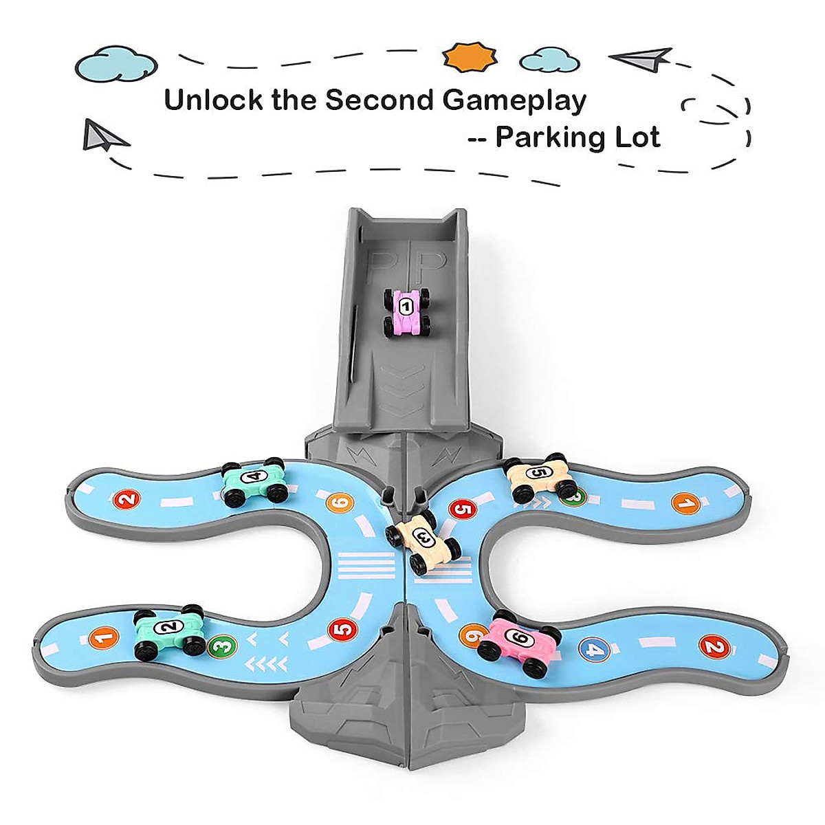 KINGBOT Toddler Toys for Boys Age 2 – Toy Car Ramp Race Tracks with 6 Mini Cars, Ramp Racer Toy Car Gifts for 3 4 5 Years Old Kids