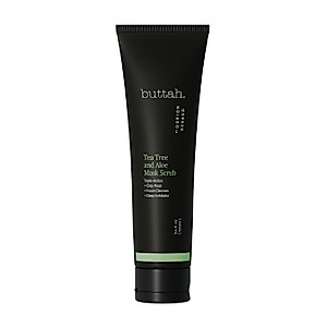 Buttah Skin by Dorion Renaud Tea Tree & Aloe Exfoliating Scrub 3oz - Multi-Tasking Cleanser - Tea Tree Oil & Kaolin Clay Treatment - Naturally Based Skin Care for Men & Women - Black-Owned Skincare