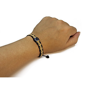 Lavoio Evil Eye Bracelets Black 2pcs 10mm Beaded Handmade Braided Bracelet Fashion Inspiration Men Women Couples Kids Gifts Idea