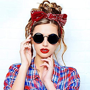 Blulu 6 Pieces Bandana Paisley Headbands Boho Bow Knot Headwrap Retro Flower Printed Elastic Rabbit Ear Hairband for Girls and Women 6 Colors