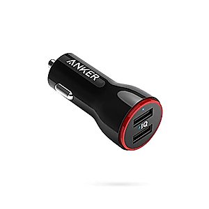 Anker Car Charger Adapter, 24W Dual USB Car Phone Charger, PowerDrive 2 for iPhone 14 13 12 11 Pro Max Mini X XR XS 8 Plus, iPad Pro/Air 2/Mini, Note 5/4, LG, Nexus, HTC and More