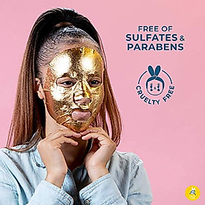 FACETORY Be Bright Be You Illuminating Gold Foil Mask with Vitamin C - Improve Oily, Combo, Dry, and Dull Skin - Moisturizes, Revitalizes, and Evens Out Skin Tone (Pack of 10)