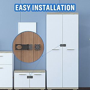 Household Cabinet Password Hasp Locks, Cabinet Door Combination Lock, Door Security Slide Latch Lock for Small Doors, Cabinets, Barn Door, Bathroom, Outdoor, Garden (Black)