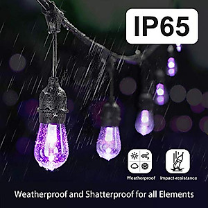 DGO 48FT Outdoor Patio Lights, RGB Cafe String Lights with 15 E26 S14 Shatterproof Edison Bulbs, Commercial Grade Dimmable String Lights for Bistro Backyard Garden, Remote Controllers