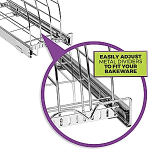 Pull Out Organizer for Cookie Sheet, Cutting Board, Bakeware, and Tray, Sliding Rack- Heavy Duty-5 Year Limited Warranty - for Under Sink / Under Cabinet, 8.5”W x 21”D x 10.63”H, Chrome