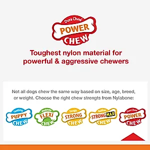 Nylabone Power Chew Antler Alternative Nylon Chew Toy for Dogs, Dog Toys for Aggressive Chewers, Venison Flavor, Large/Giant (1 Count)