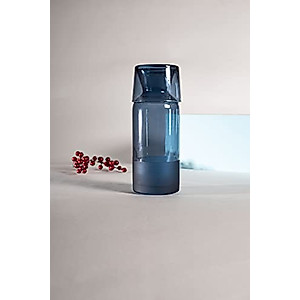 Rakle Bedside Water Carafe – 23.6oz Water Carafe with Glass – Clear/Colored Water Pitcher for Nightstand, Bedroom, Bathroom – Glass Water Carafe for Mouthwash, Water, Lemonade, Juice