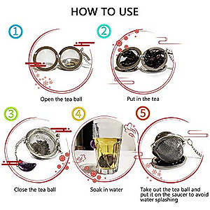 2pcs Tea Infuser, Scdom Stainless Steel Ball Mesh Tea Strainer, Amethyst & White Crystal Moon Pendant Tea Ball Tea Filter with Extended Chain Hook for Brew Fine Loose Tea and Spices & Seasonings