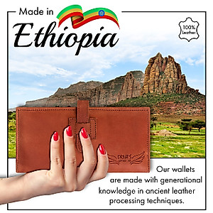 ORNA'S LEATHER ART GOLDFINCH COGNAC WALLET: Women’s Brown Billfold, Stylish, Handcrafted, Real Cowhide, Spacious, 18 Card Holders, 6 Money Pockets,