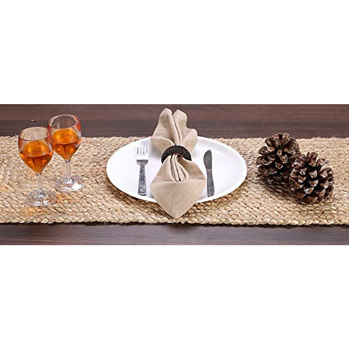 GLAMBURG Farmhouse Jute Burlap Table Runner 36 Inches Long, 13x36 Natural Jute Braided Table Runner, Organic Eco-Friendly Rustic Vintage Dining Table Runner