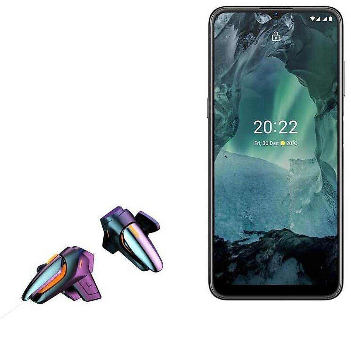 BoxWave Gaming Gear for Nokia G21 (Gaming Gear by BoxWave) - Touchscreen QuickTrigger, Trigger Buttons Quick Gaming Mobile FPS for Nokia G21 - Jet Black