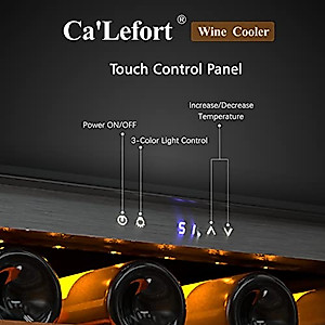 Ca'Lefort 24 Inch Wine Cooler, 54 Bottle Wine Fridge Single Zone with Modern Touch Intelligent Digital 40°-65°F Low Noise, Wine Cooler Refrigerator Built in or Freestanding for Home Kitchen