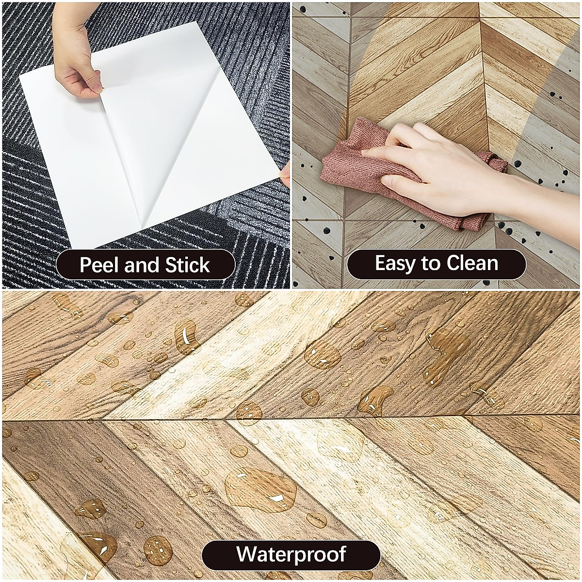 Peel and Stick Floor Tile, 12-Inch Vinyl Flooring 20 Tiles, Peel and Stick Flooring, Self Adhesive DIY Flooring for Kitchen, Dining Room, Bedrooms & Bathrooms