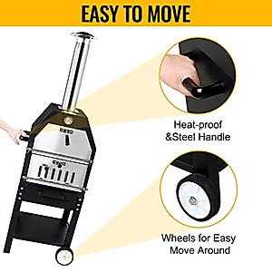 KODOM Outdoor Pizza Oven, Wood Fired Pizza Oven, Large Pizza Oven, Pizza Maker Camping Cooker with 4 Steel Pizza Grills and Pizza Stone for Patio Backyard