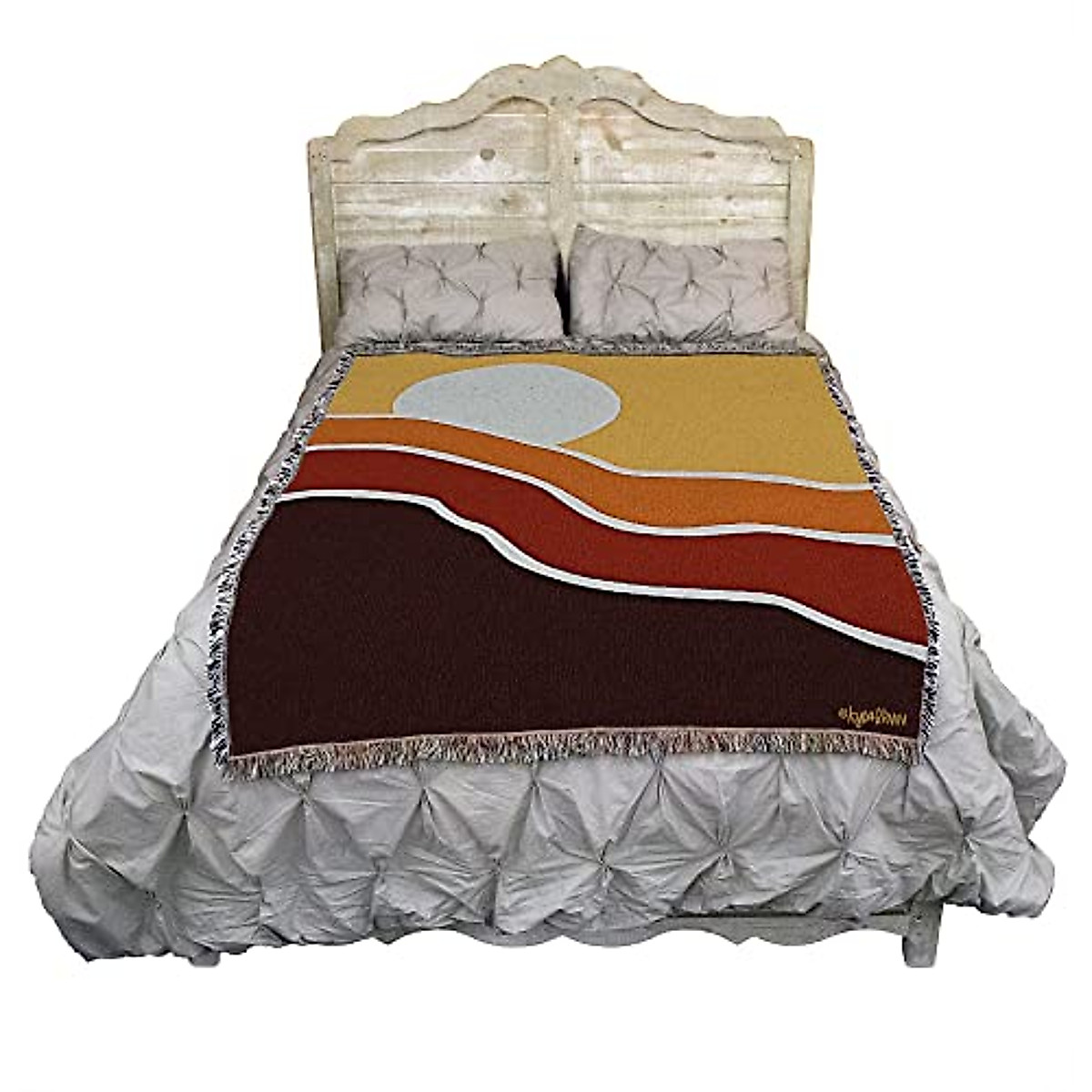 Pure Country Weavers 70's Sunset Blanket by Kyra Brown - Abstact Art - Gift Tapestry Throw Woven from Cotton - Made in The USA (72x54)