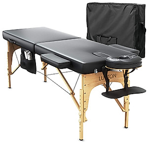 Luxton Home Memory Foam Massage Table Portable Foldable Massage Bed Adjustable Height, 72 inches Long, 27 Inches Wide, Home Salon Spa Bed with Carrying Case, Easy Set Up
