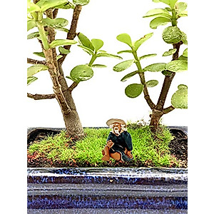 MUD Fisherman Bonsai Figurine | Ceramic | Collectible | Fairy Garden | 1'' x 1.5''