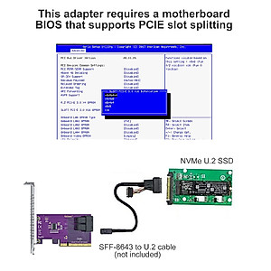 PCIe to SFF-8643 Adapter for U.2 SSD, X8, (2) SFF-8643. Support Windows 10/2016/2019, REHL/Cent0S 7/8, VMware ESXi 6/7, Ubuntu Linux 18/20/21, etc.