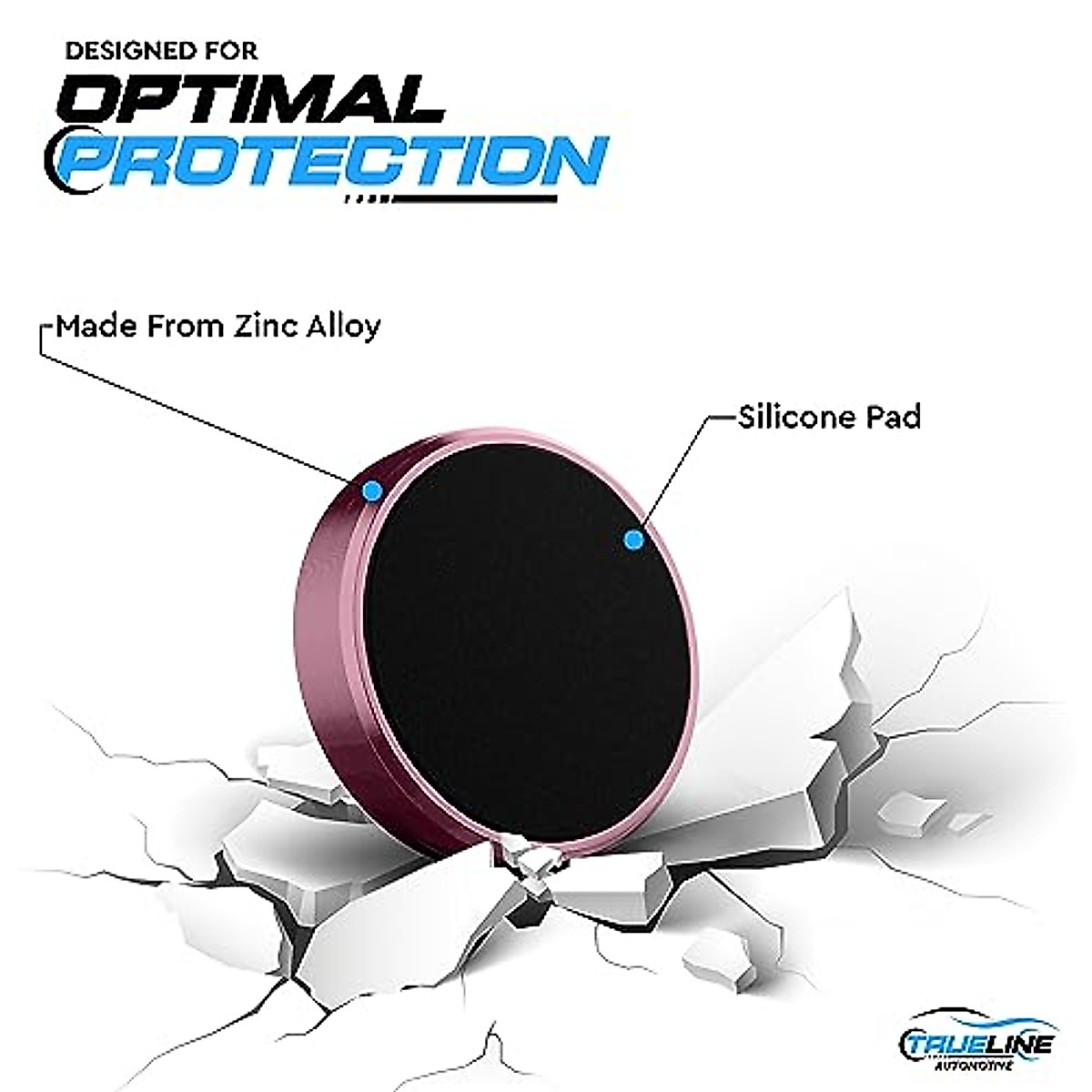 TRUE LINE Automotive Magnetic Phone Mount for Car - Magnetic Car Phone Holder - Magnet Phone Holder for Car, Magnetic Phone Mount for Car, Magnetic Phone Holder with Silicone Pad (Pink)