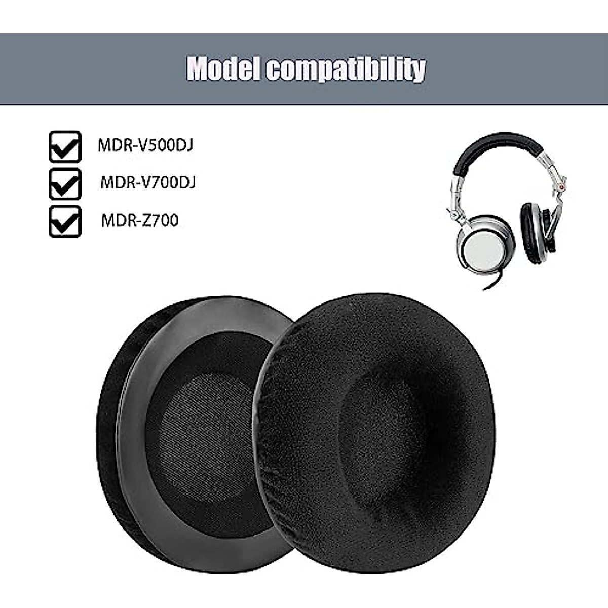 MDR-V700 Ear pad Replacement Ear pad Repair Accessories are Compatible with Sony MDR-V700DJ V700 DJ MDR-V500DJ V500 DJ/Pioneer HDJ1000 HDJ2000 HDJ1500 Headphones (Black/Plush)