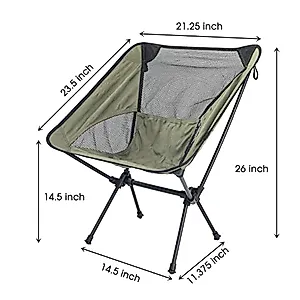Lightweight Portable Folding Camping Chair Compact Beach Camp Chairs for Adults Foldable Backpacking Chair Outdoor Chair for Camping Hiking Lawn Picnic Outside Travel (Green)