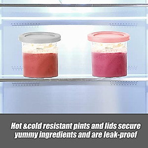 2 Pack Replacement Containers for Ninja Creami Pints and Lids, Reusable Ice Cream Containers with Lids Creami Containers Compatible with NC301 NC300 NC299AMZ Series Ice Cream Maker (Pink, Gray)