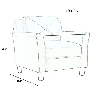 P PURLOVE 3 Pieces Polyester Blend Button Tufted Sofa Set, Living Room Furniture Set, 1 Armchair, 1 Loveseat, 1 Sofa (Gray)