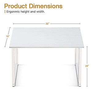 Coleshome 32 Inch Computer Desk, Modern Simple Style Desk for Home Office, Study Student Writing Desk, White