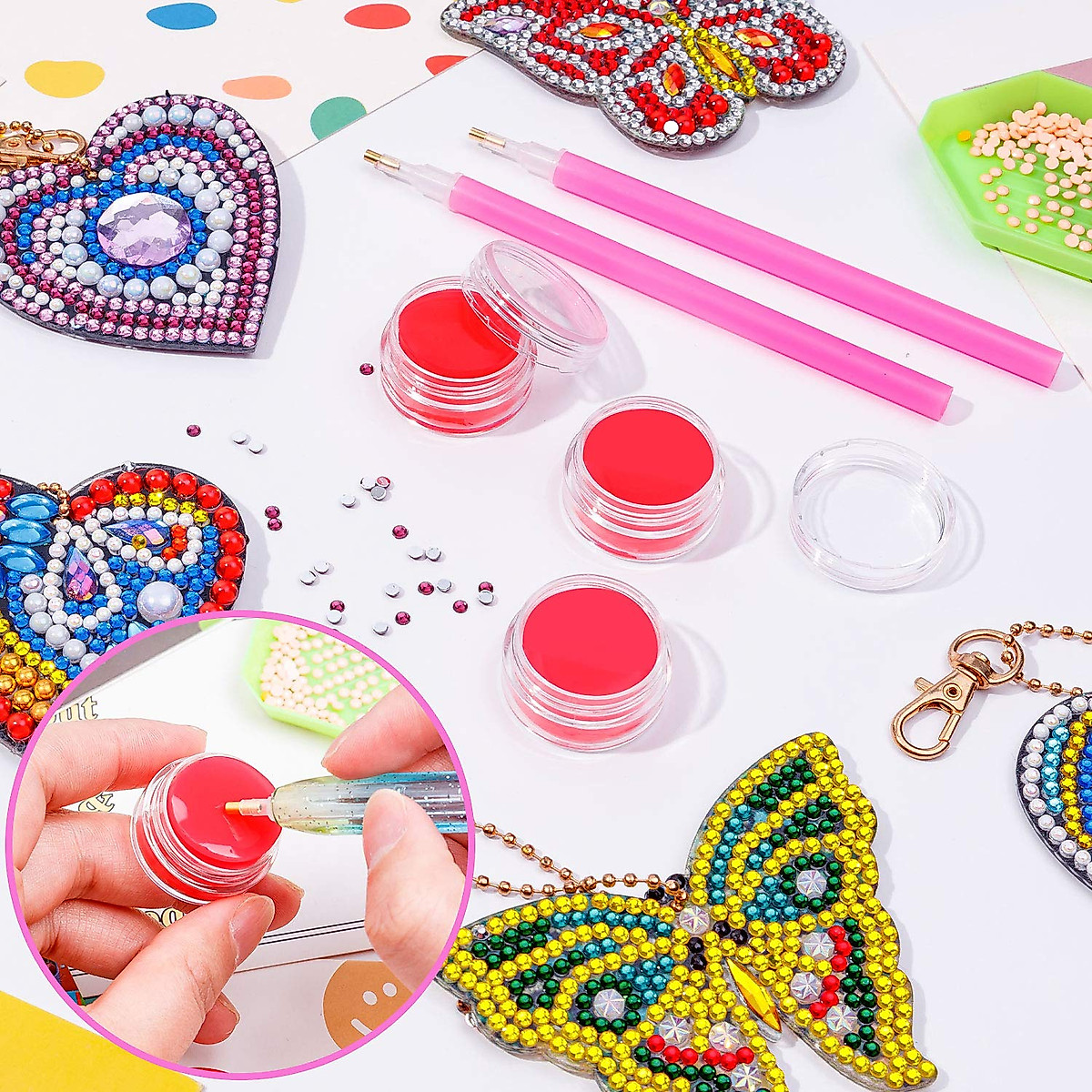 20 Pcs Diamond Art Wax Refills Glue for Diamond Art Painting 10 Pack Diamond Art Wax, DIY Diamond Paint Wax Holder Case with Clay Storage Box for Diamond 3D Painting Embroidery Accessories