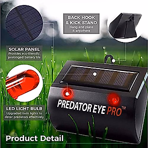 Predator Eye PRO - Aspectek - 4600sq ft Coverage w/Kick Stand Solar Powered Predator Light Deterrent Light Night Time Animal Control - 2 Pack