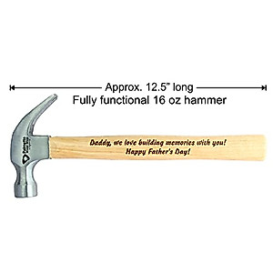Personalized Laser Engraved Wood Handle Hammer, Valentines Gifts, Gifts for Men, 5th Anniversary Gifts for Him, Anniversary Gifts for Men