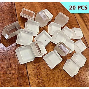 Clear Tall Square Adhesive Rubber Bumper Pads - Rubber Feet for Speakers, Electronics, Furniture, Appliances, Audio Equipment - 20 Pieces