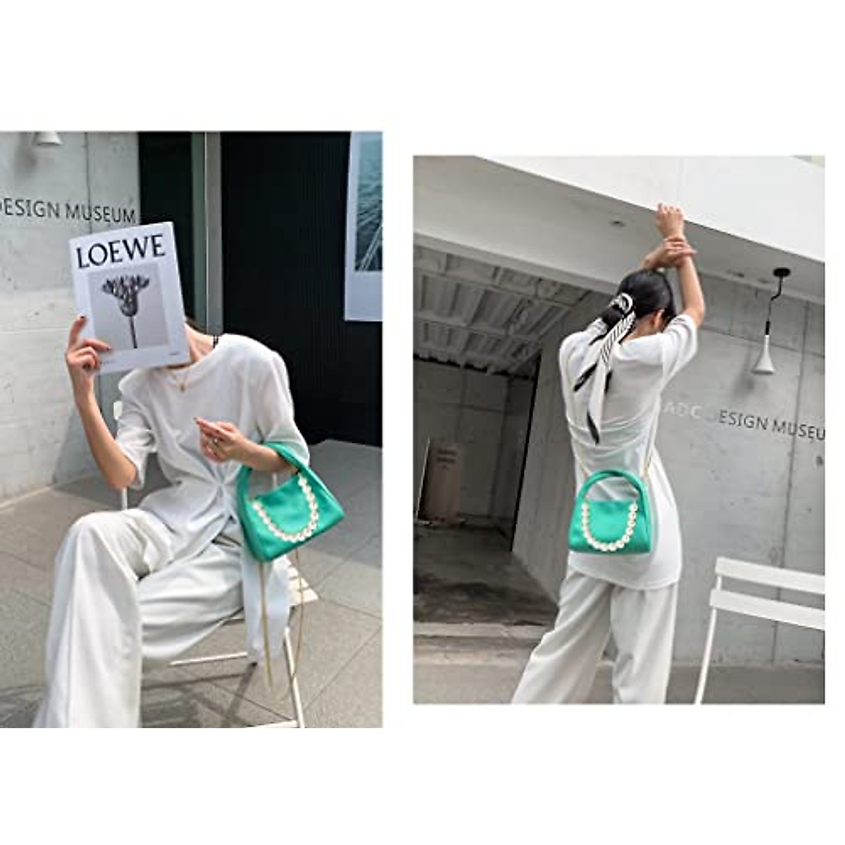 Small Goatskin Top Handle Clutch Handbags (4-Green)