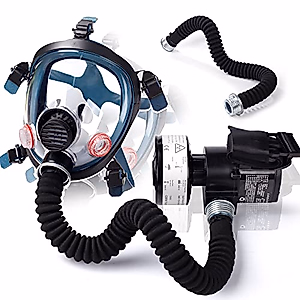 HANUU Reusable PAPR Respirator, Portable PAPR Respirator System with 40mm Activated Carbon Filter, Powered Air Purifying Respirator, Gas Mask for Gases, Dust, Vapors, Chemicals, Paint, Spray