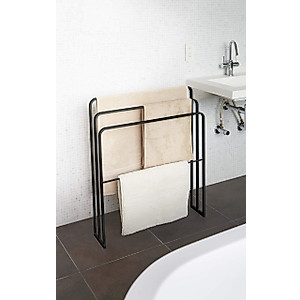 Yamazaki 4980 TOWER Handtuchhalter mit 3 Ebenen, schwarz, Stahl, Minimalistisches Design