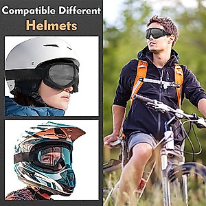 Xohny Motorcycle Goggles, 2 Pack Windproof Dirt Bike Goggles, Motocross ATV Riding Ski Protective Glasses for Men, Women and Kids (Clear + Grey)