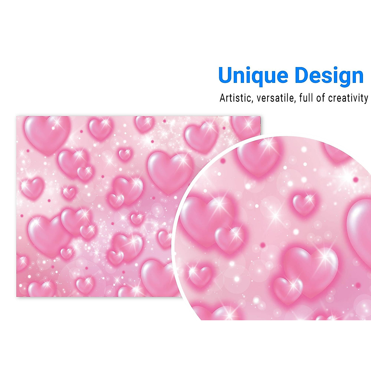 Funnytree 96" x 72" Early 2000s Photography Backdrop Pink Hearts Romantic Valentine's Background Baby Shower Birthday Day Girl Party Banner Decor Supplies Portrait Props Photobooth Gift