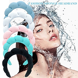 S-SNAIL-OO 3PCS Spa Headband for Women - Sponge & Terry Towel Cloth Fabric Head, Creative Handmade Twist Sponge Headband, New Headwear for Skincare, Face Washing (Pink&Green&Blue)