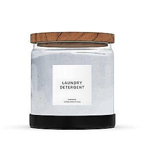 Laundry Pods Container Laundry Jars - Half Gallon Laundry Detergent Holder, Laundry Pod Holder & More for Laundry Organization and Storage with Labels, Non Slip Base & Wood Lid for Laundry Room
